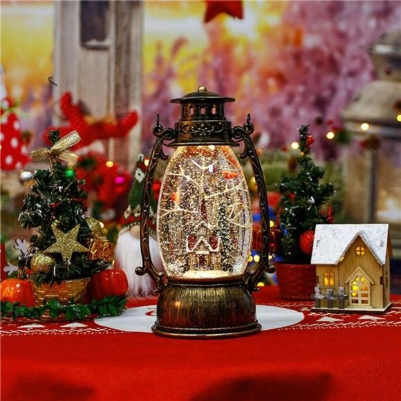 Holiday | Christmas Snow Globe Lantern Christmas Village Church Scene ...